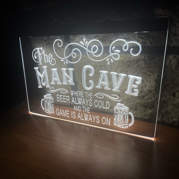Other | Man Cave Led Neon White Light Sign 8x12 | Poshmark